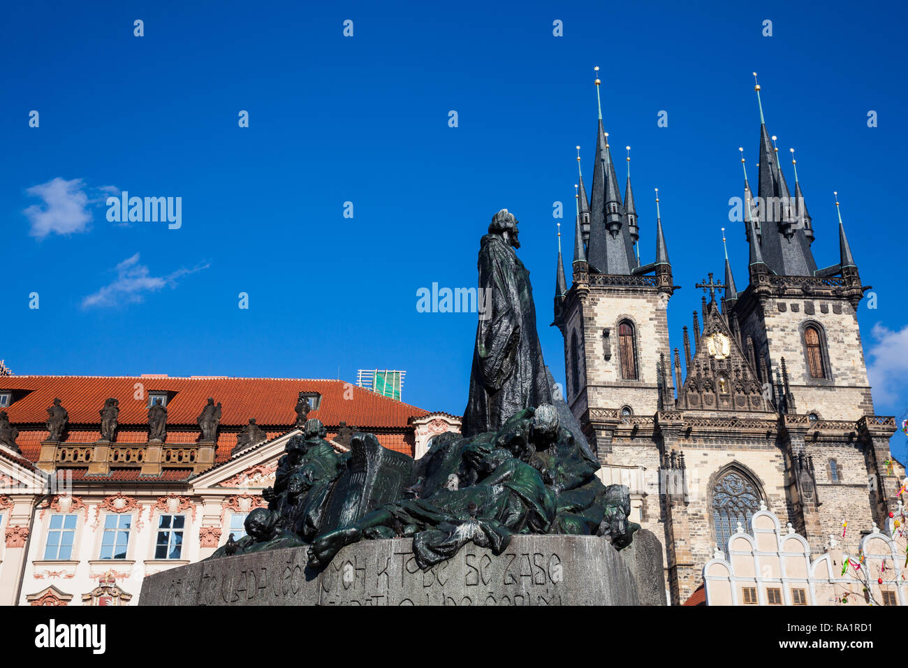 The historical Jan Hus Memorial unveiled in 1915 at Old Town Square in ...
