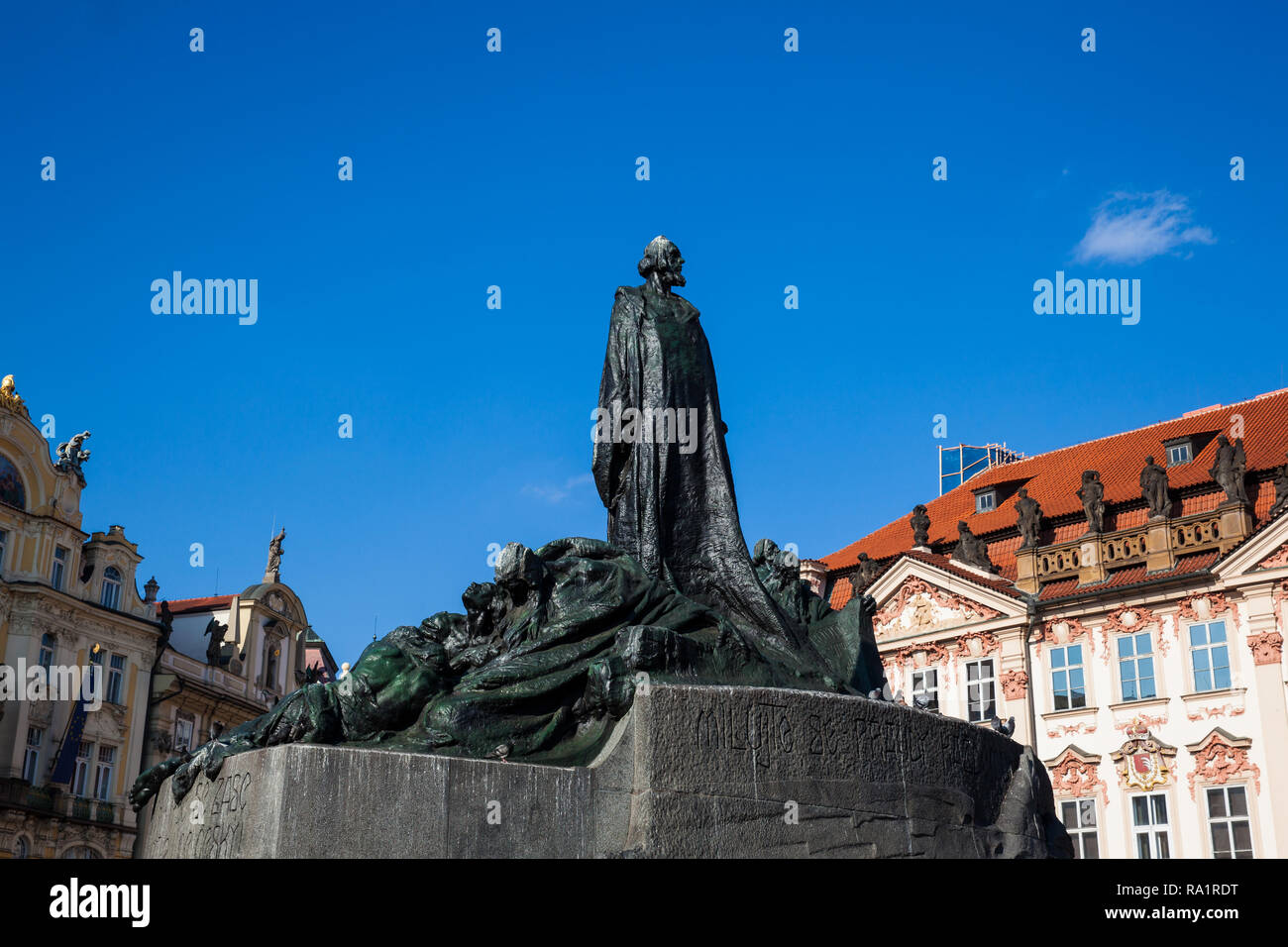 The historical Jan Hus Memorial unveiled in 1915 at Old Town Square in ...