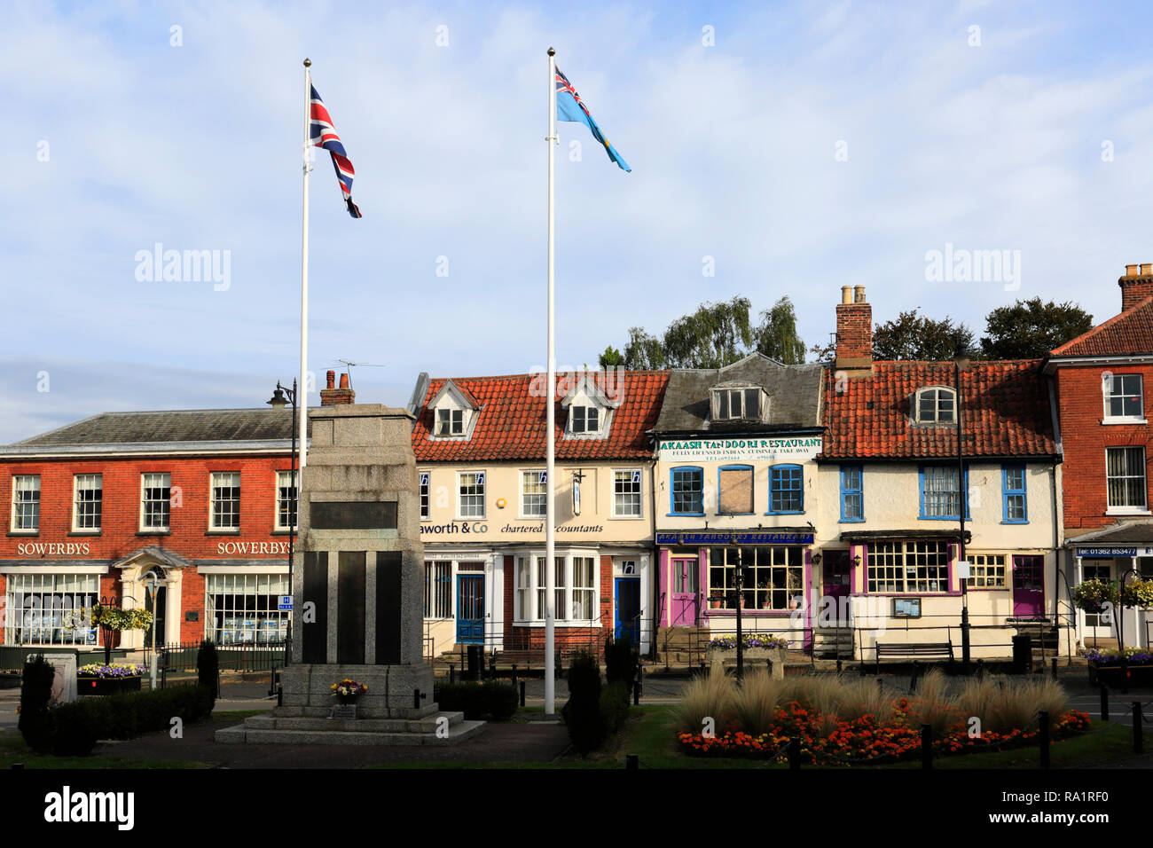 War memorial and gardens, Dereham town centre, Norfolk, England; UK ...