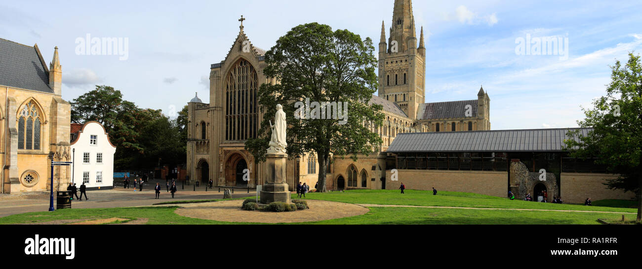 Summertime view of Norwich Cathedral, Norwich City, Norfolk County ...