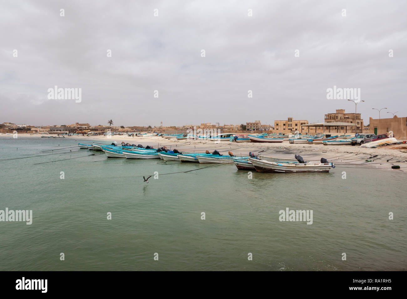 Fishing boats in the coastal town of Mirbat, near Salalah, Dhofar ...