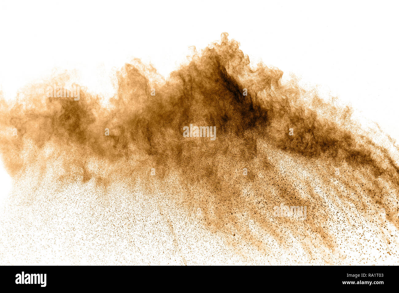 abstract brown dust explosion on white background. Abstract brown ...