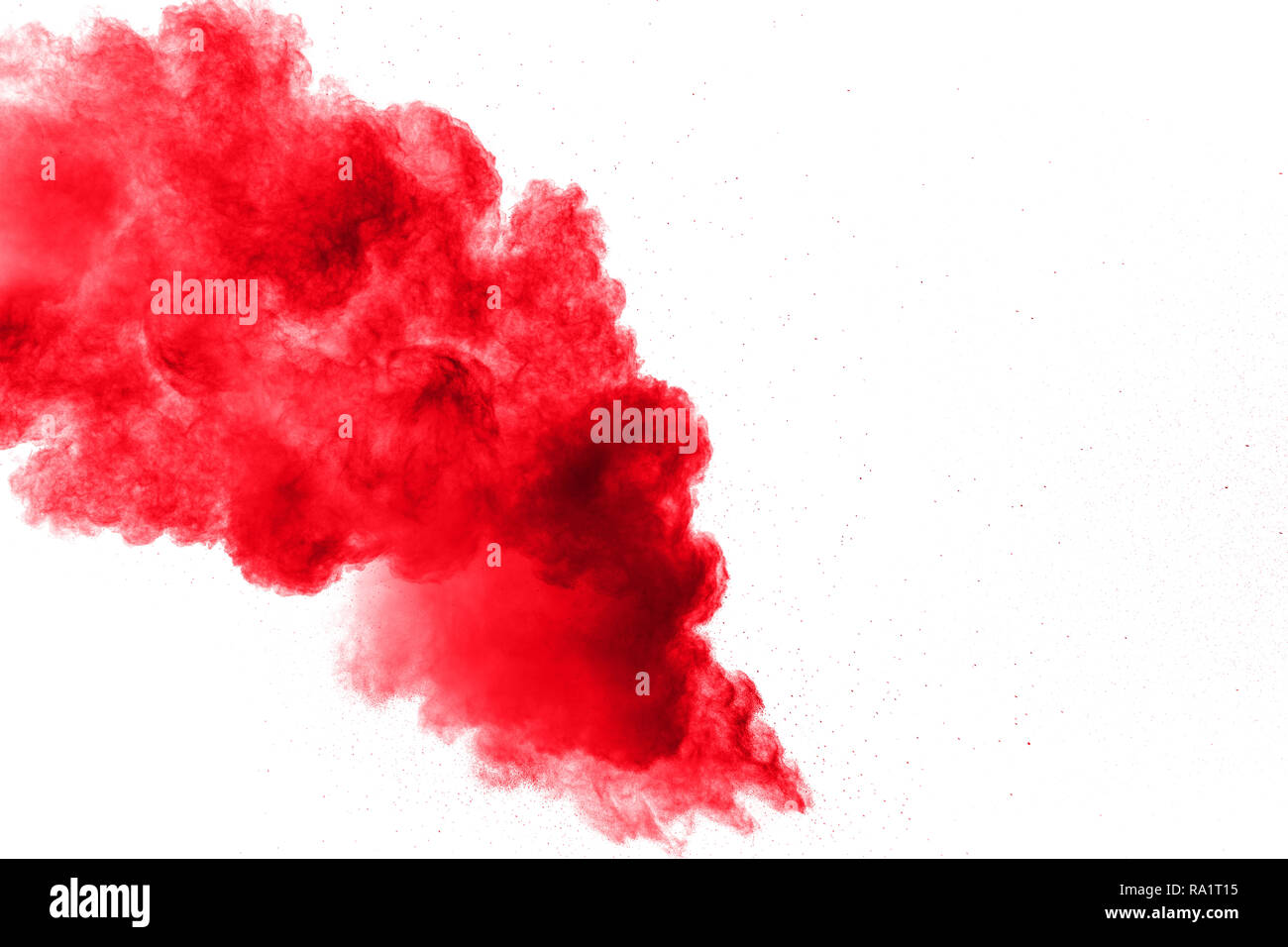 abstract red dust explosion on white background. abstract red powder ...