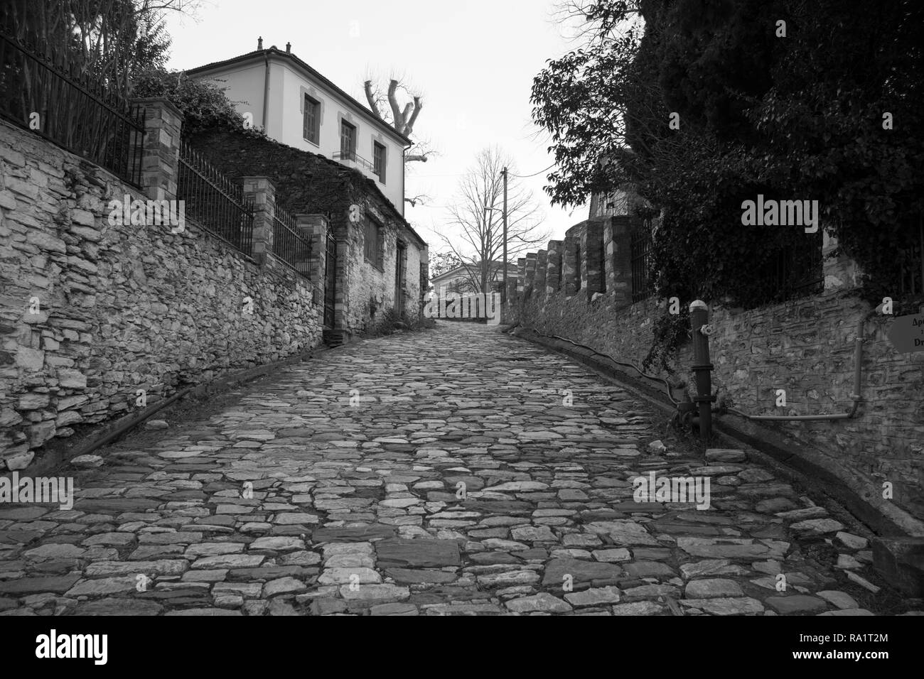 The alley in Portaria, Pelion Greece Stock Photo - Alamy