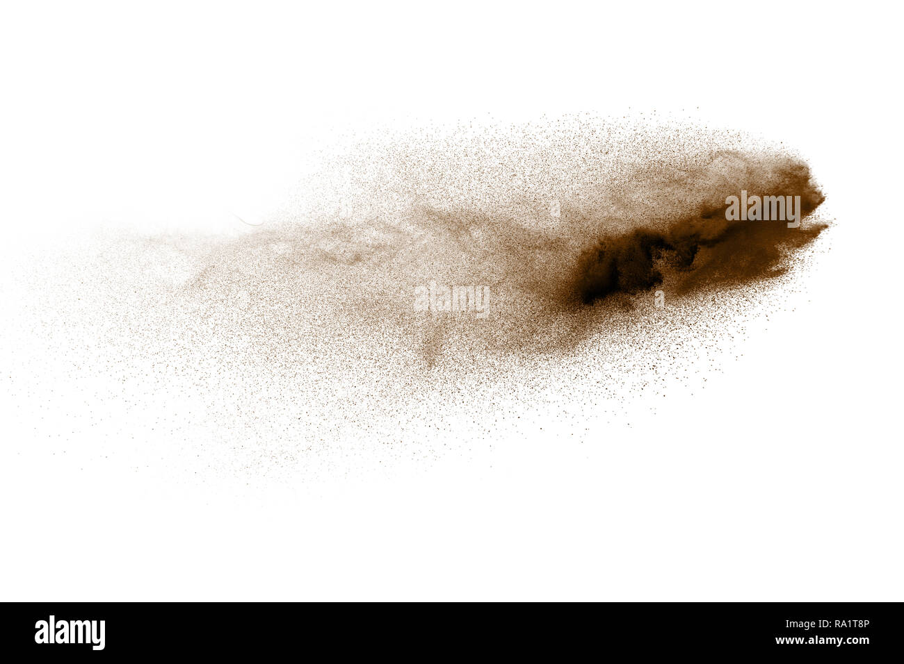 Freeze motion of brown dust explosion. Stopping the movement of brown ...