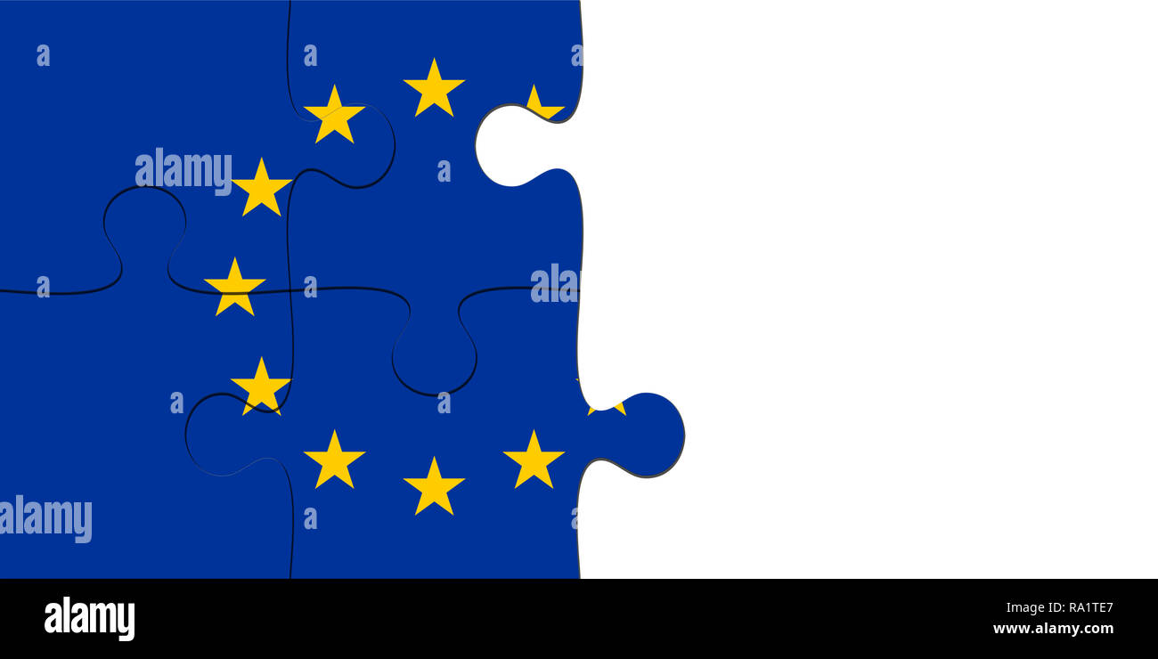 Part of An EU Flag Jigsaw Puzzle, 3d illustration Against A White ...