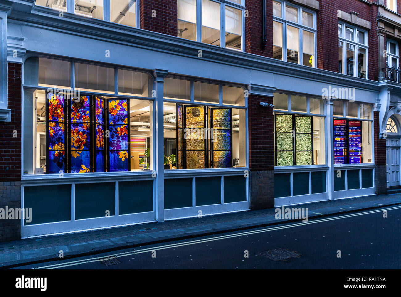External colourful windows on a commercial premises, Soho, London ...