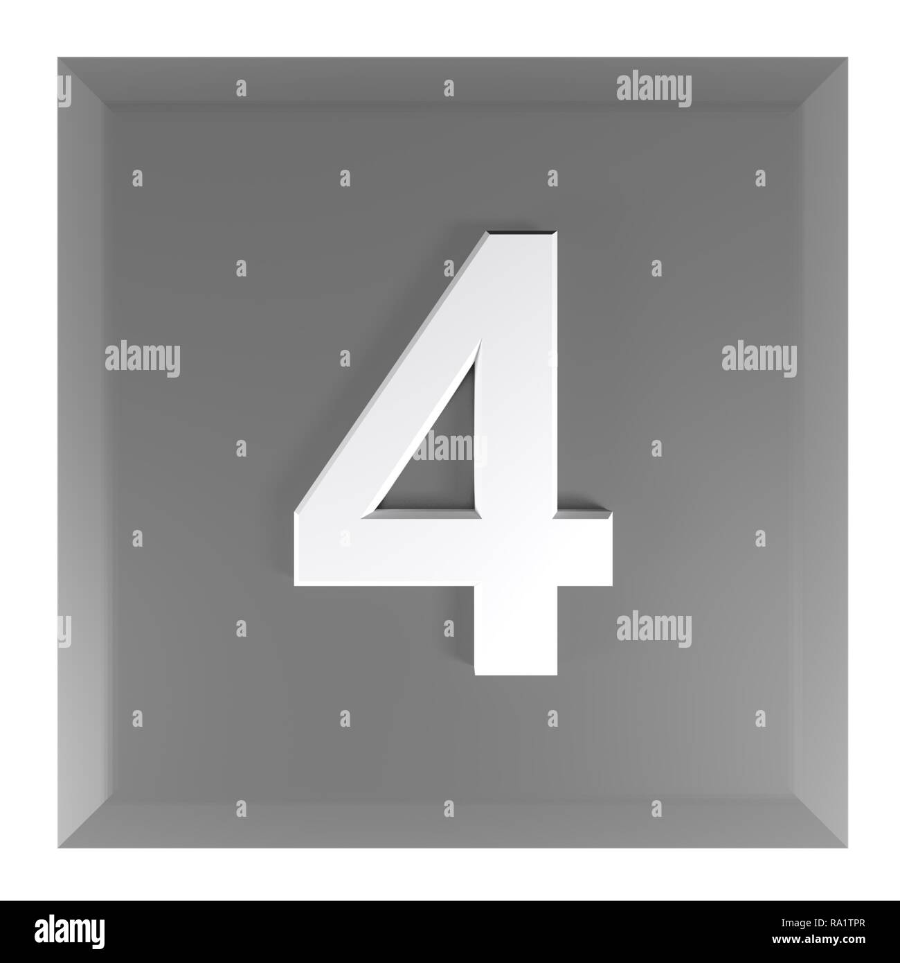 Number 4 square black push button - 3D rendering illustration Stock ...