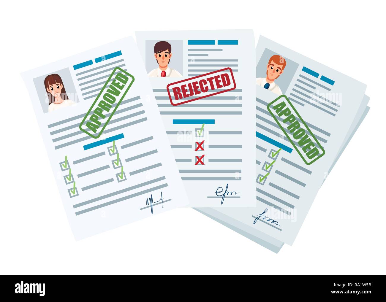Application documents with rejected and approved stamp. Rejected and ...