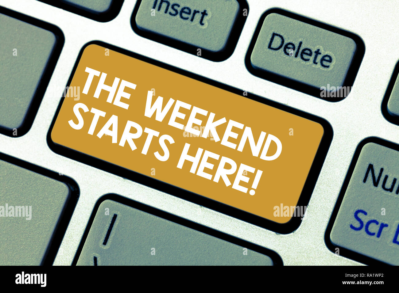 Handwriting text The Weekend Starts Here. Concept meaning Final of the ...