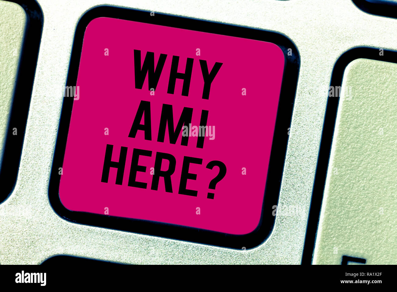 Text sign showing Why Am I Here. Conceptual photo Questions about the ...