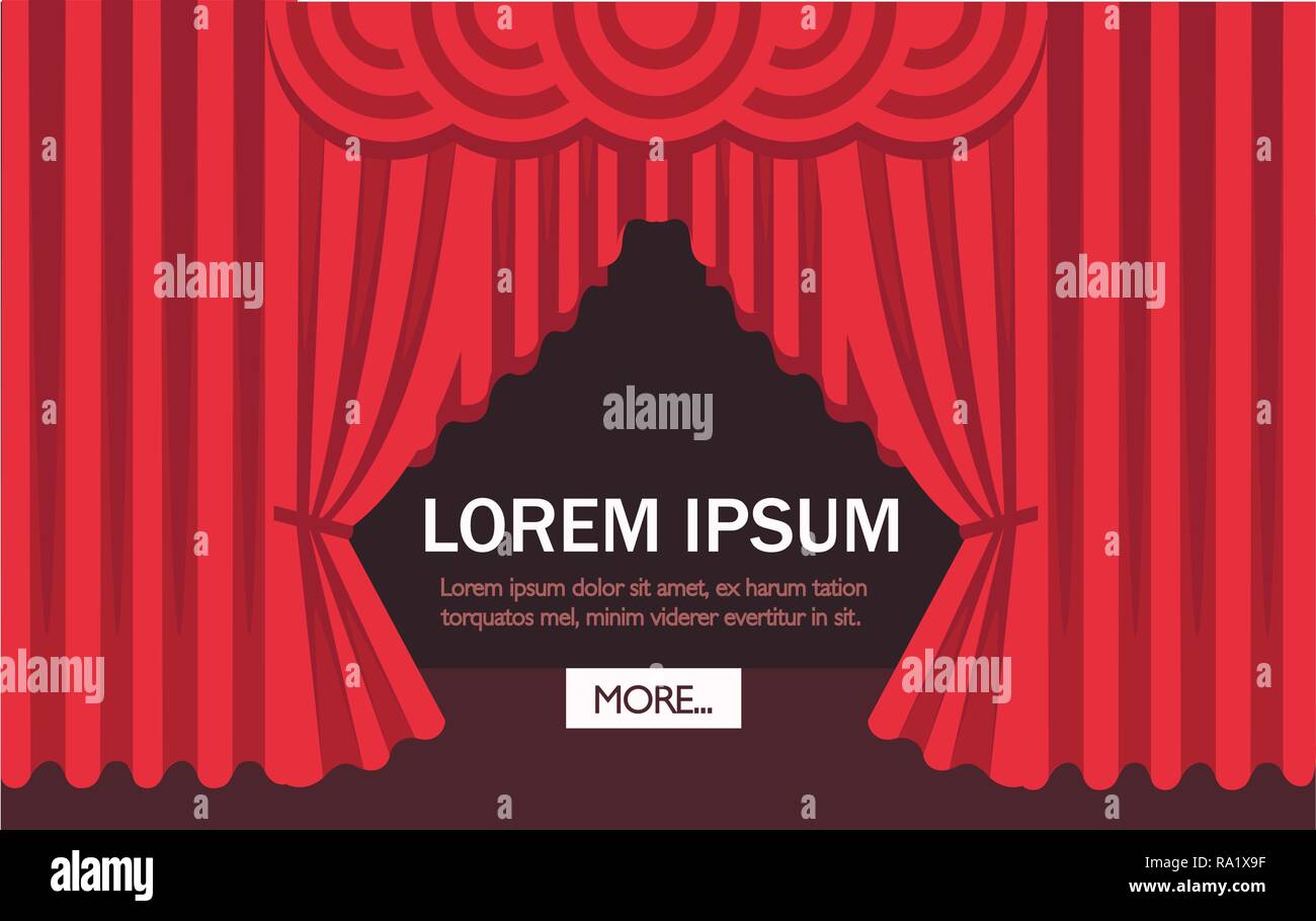 Red Stage Curtains Drawing