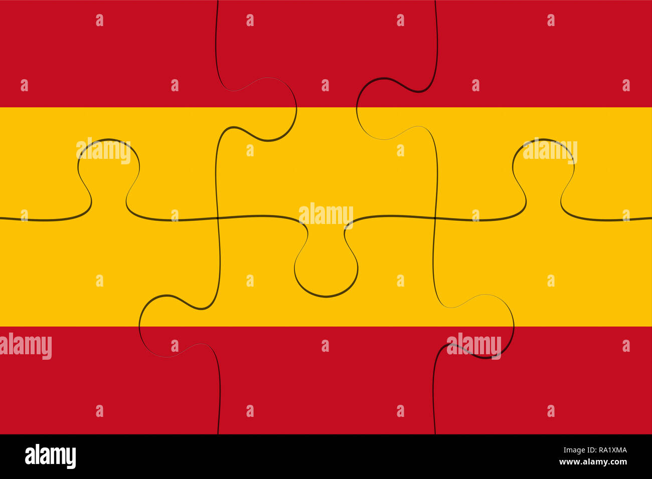 Spain Flag Jigsaw Puzzle, 3d illustration background Stock Photo - Alamy