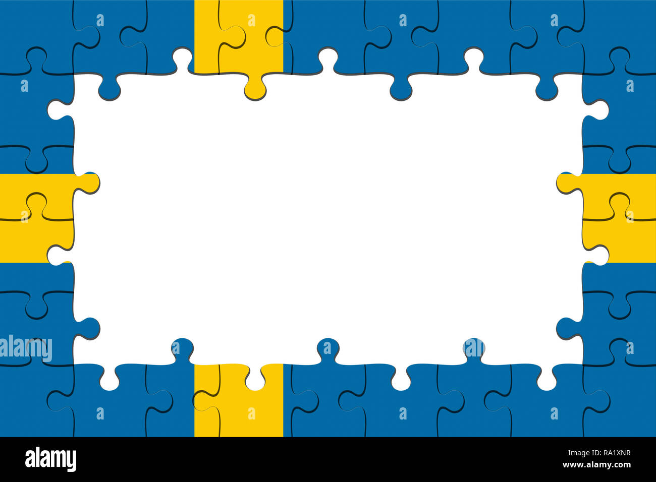 Frame of Sweden Flag Jigsaw Puzzle Pieces With Copy Space, 3d ...