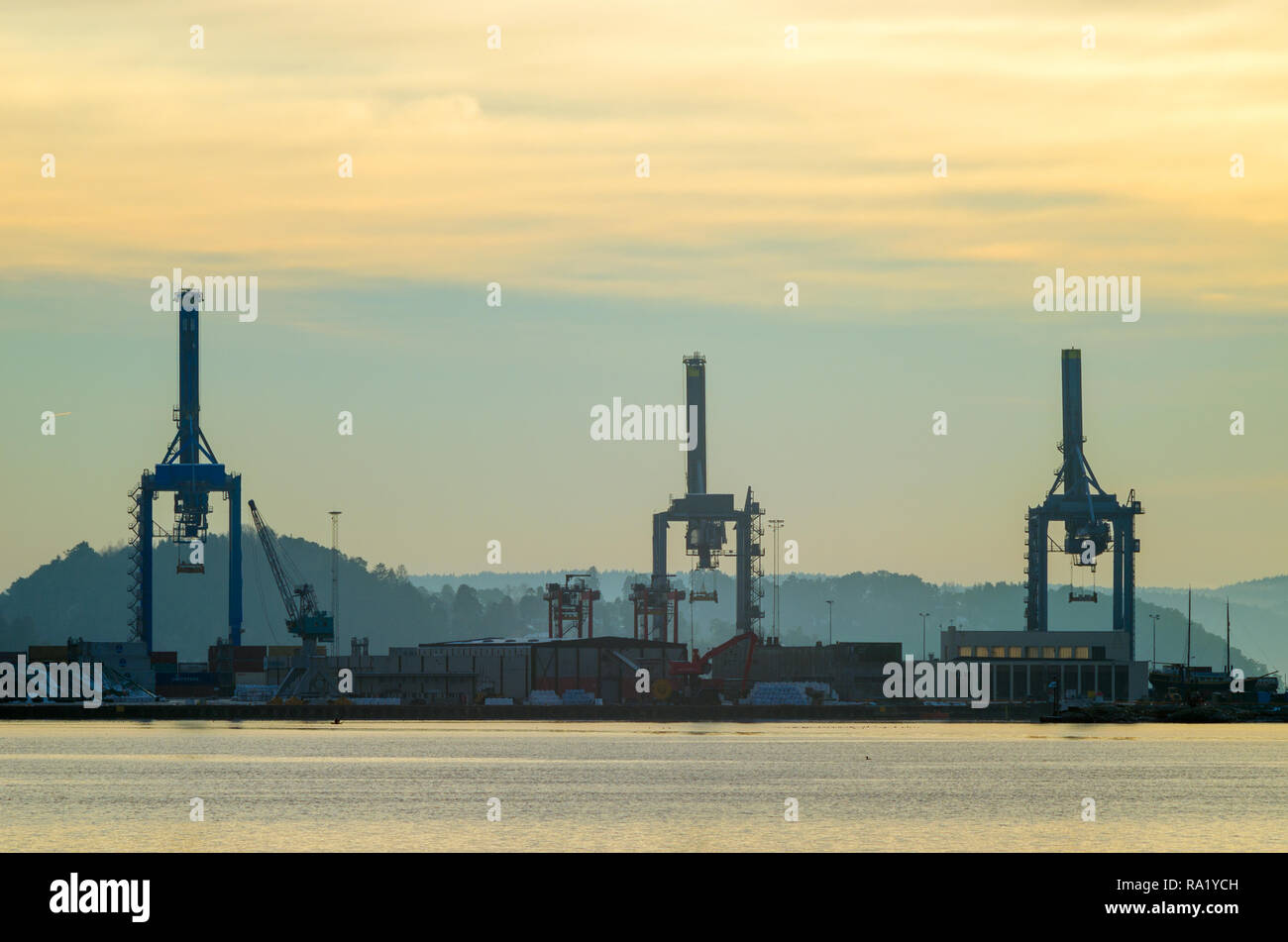 Oslo Container terminal AS with apocaliptic surreal huge container ...