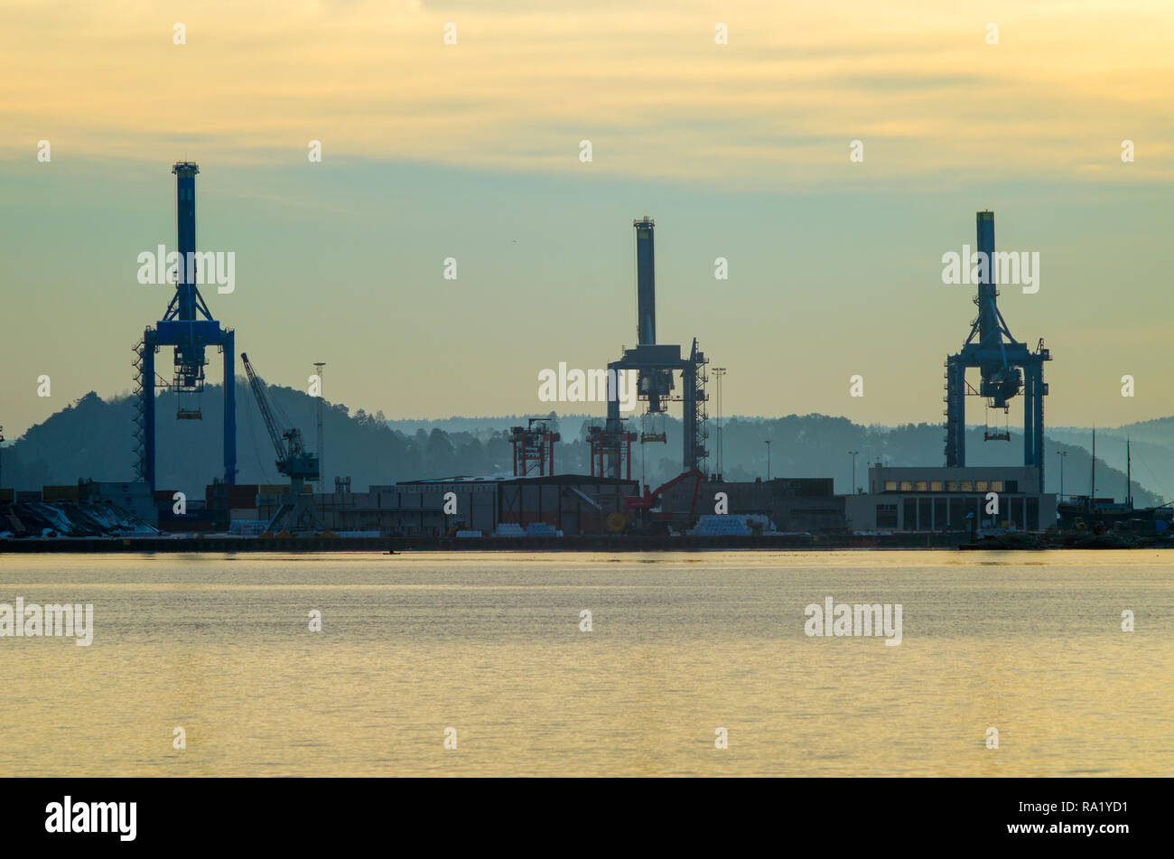 Oslo Container terminal AS with apocaliptic surreal huge container ...