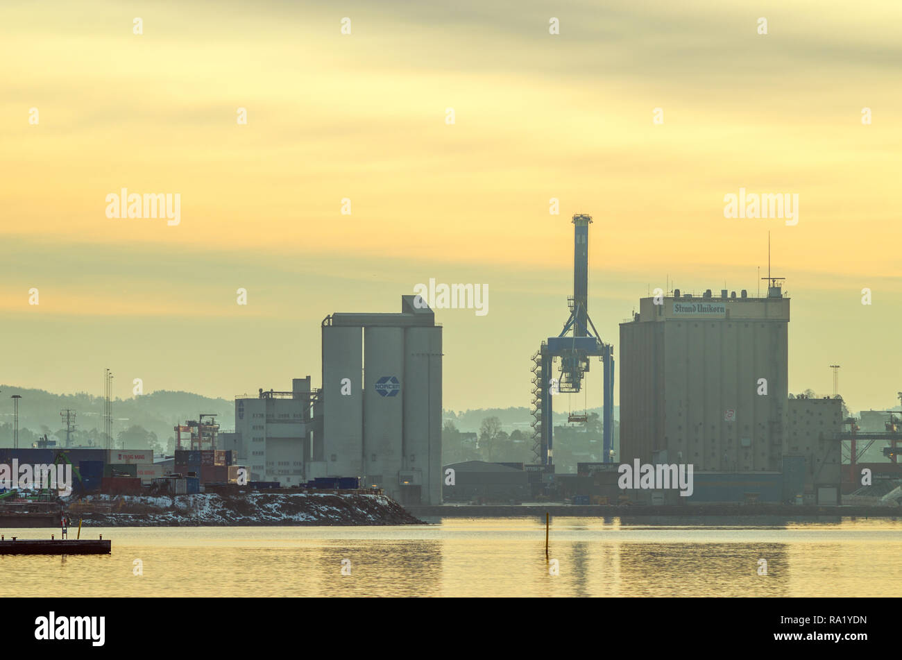 Oslo Container terminal AS with apocaliptic surreal huge container ...