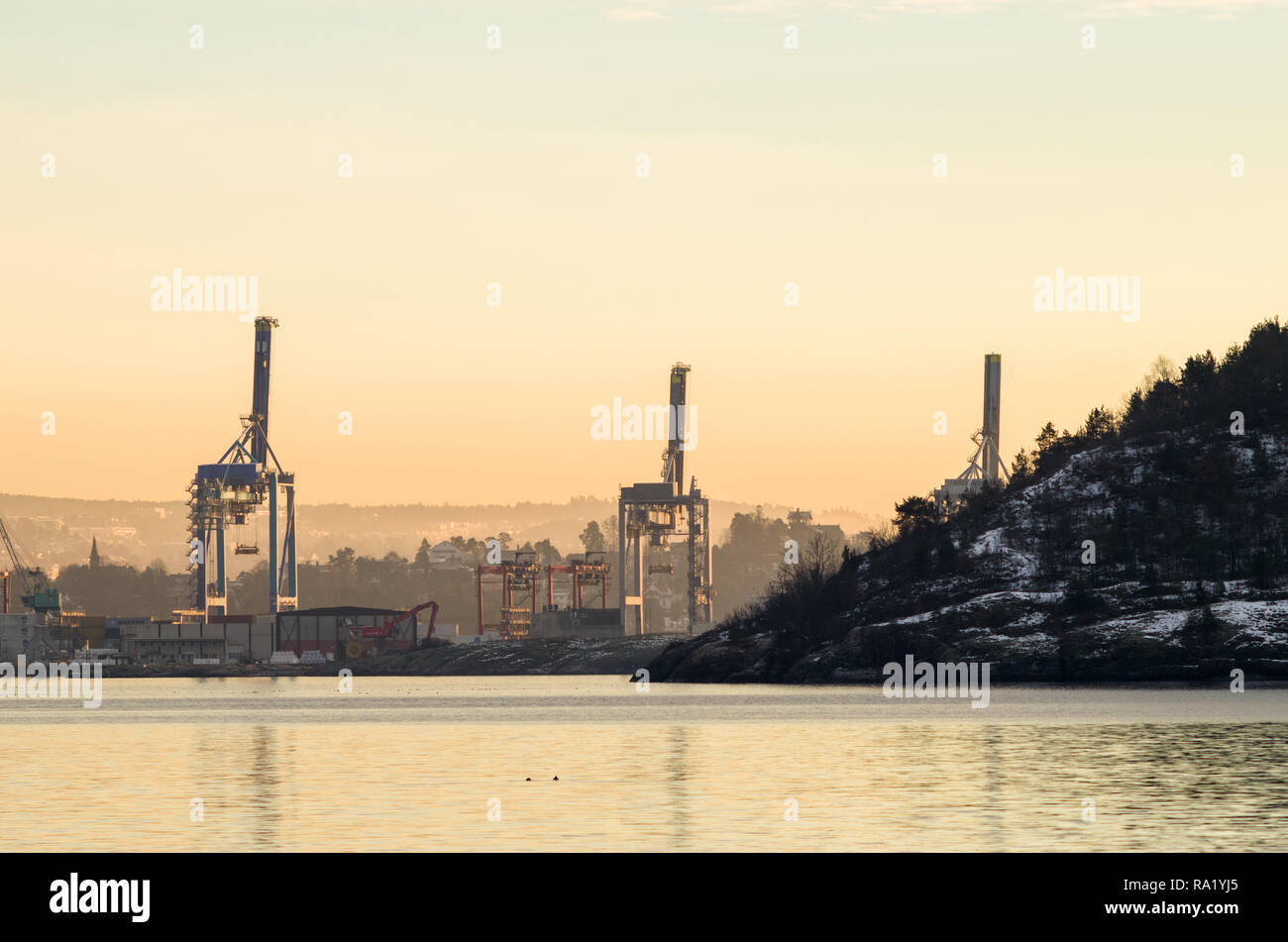 Oslo Container terminal AS with apocaliptic surreal huge container ...