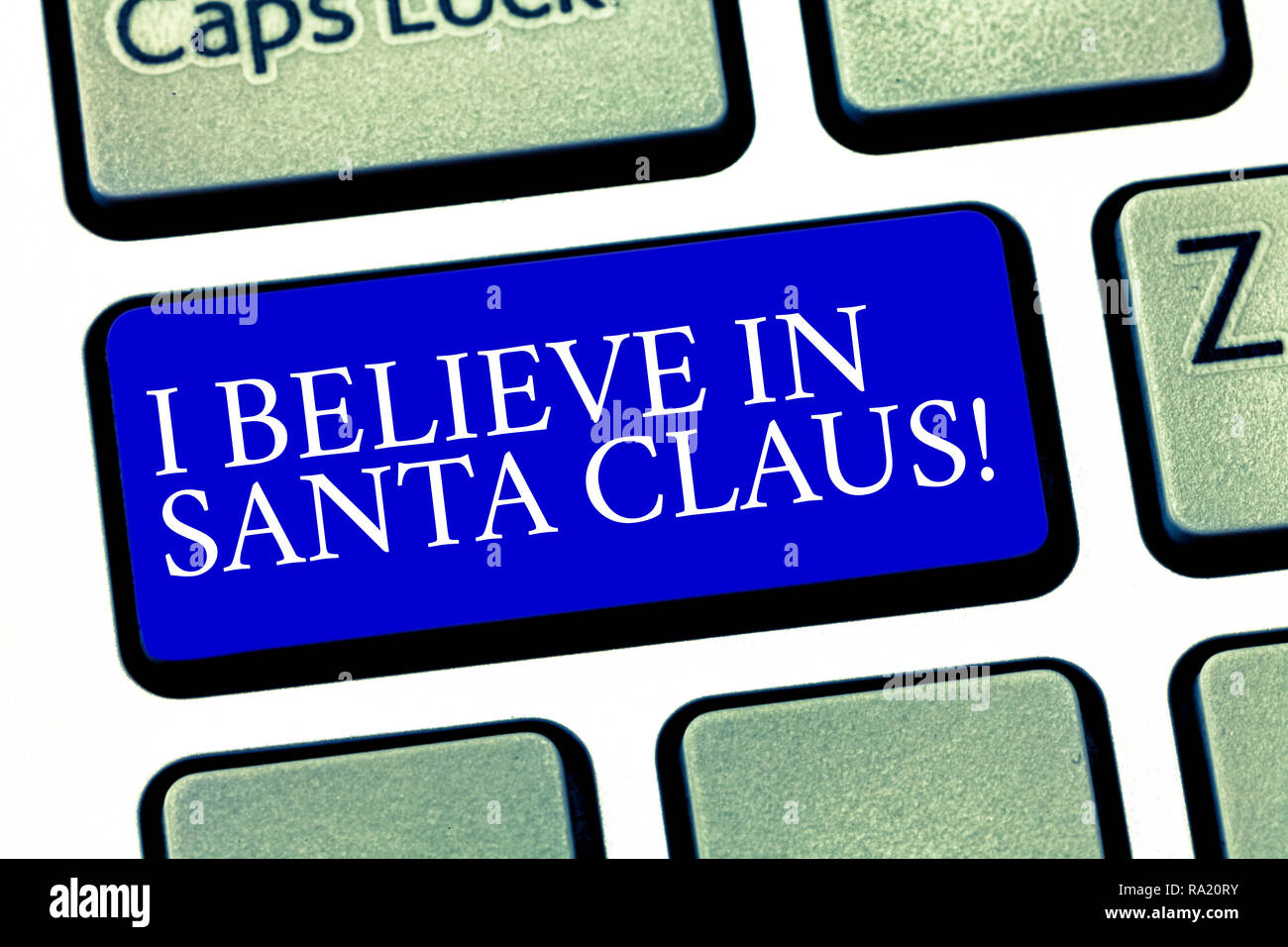 Text sign showing I Believe In Santa Claus. Conceptual photo To have ...