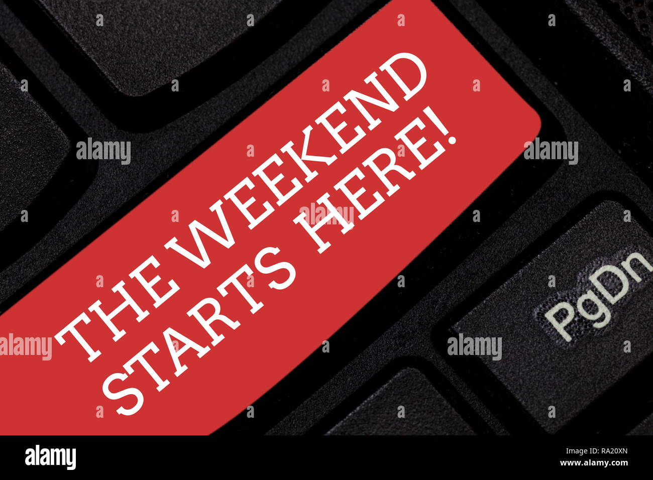 Writing note showing The Weekend Starts Here. Business photo showcasing ...