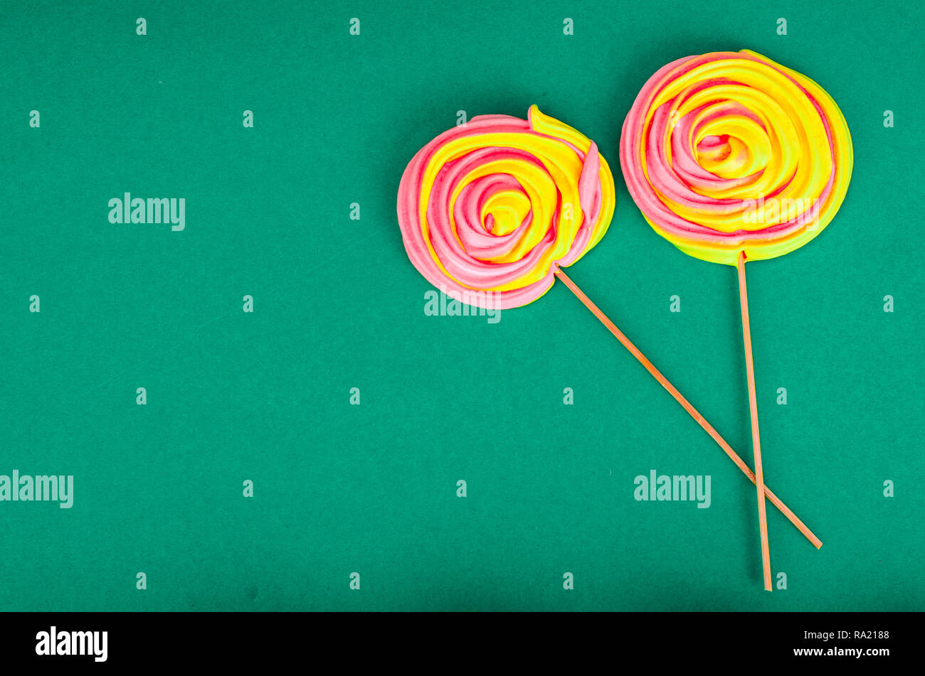 Homemade candies meringue on stick. Studio Photo Stock Photo - Alamy
