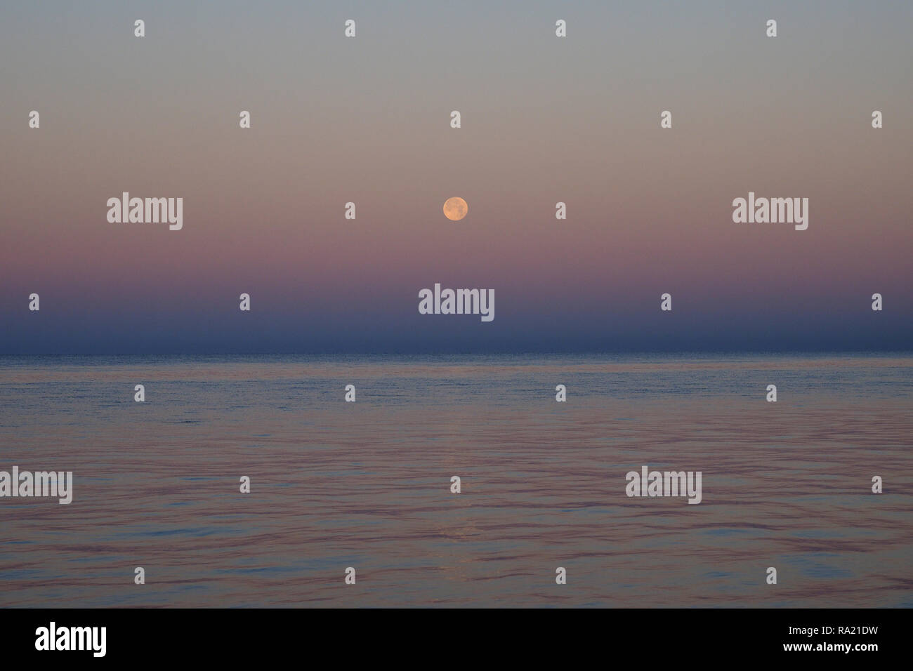 The setting moon over the Gulf of Mexico off East Cape Sable in ...