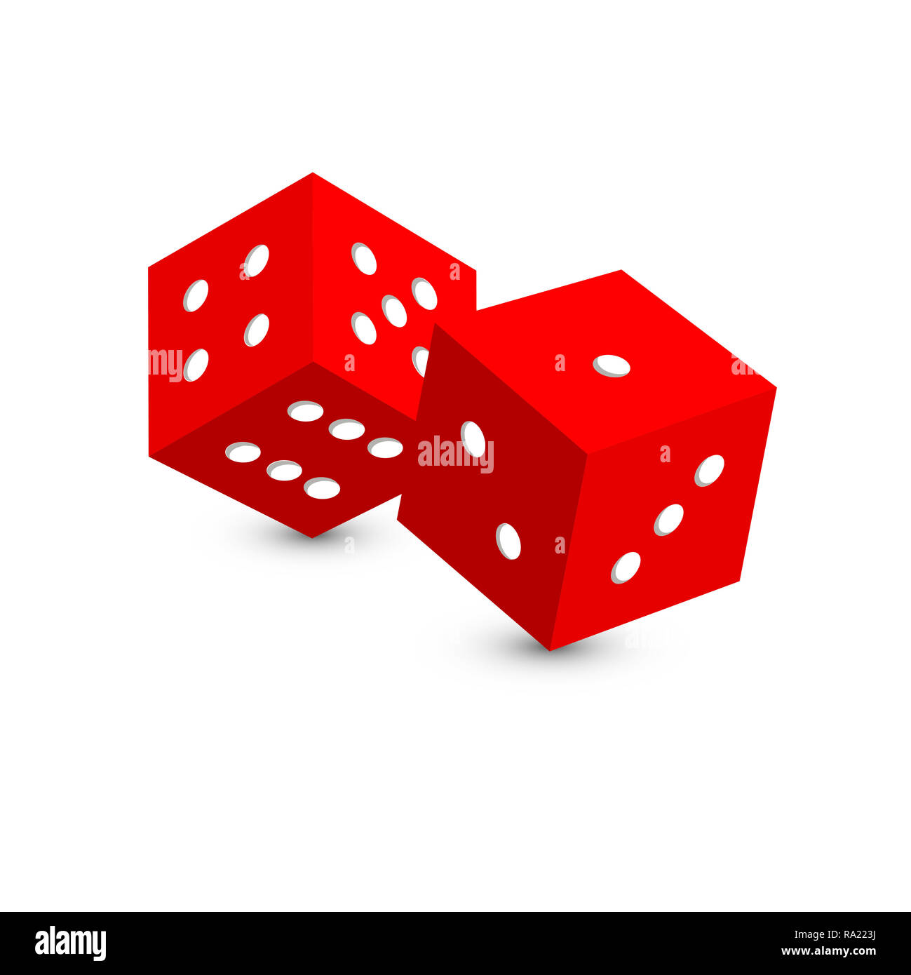 3D rendering. Dices with points. isolated on a white background Stock ...