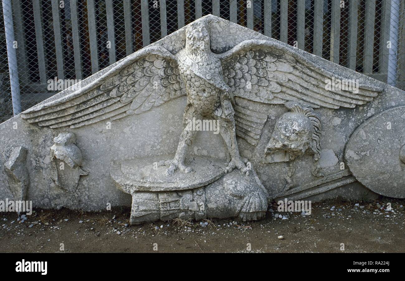 Turkey, Side. Eagle figure, armor, spear, helmet and circular shield at ...