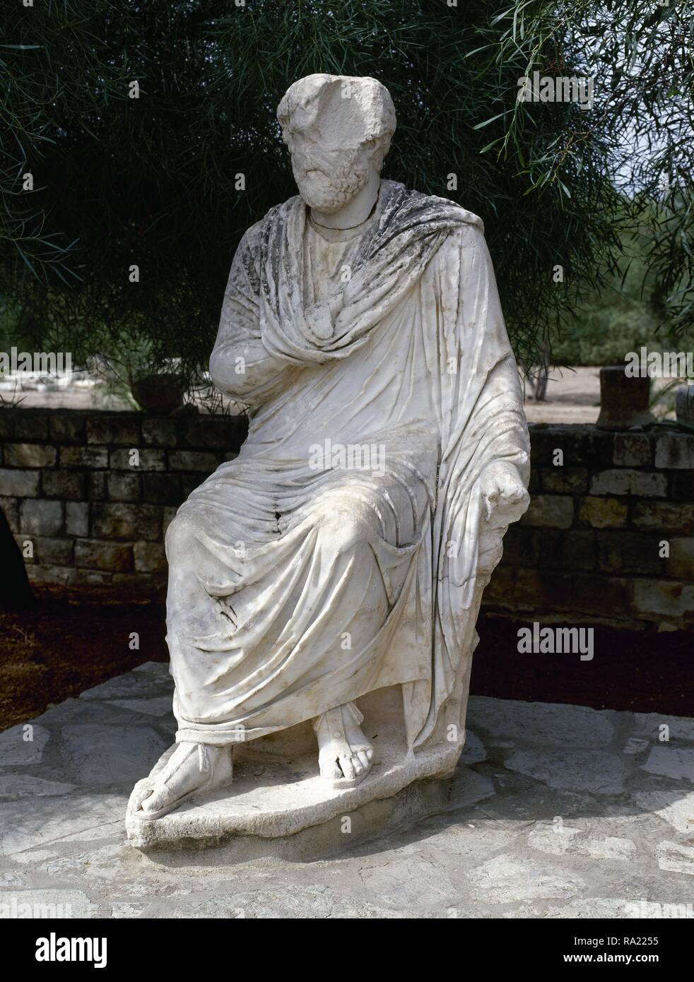 Marble statue of a robed Roman. Lapidarium. Archaeological site of ...
