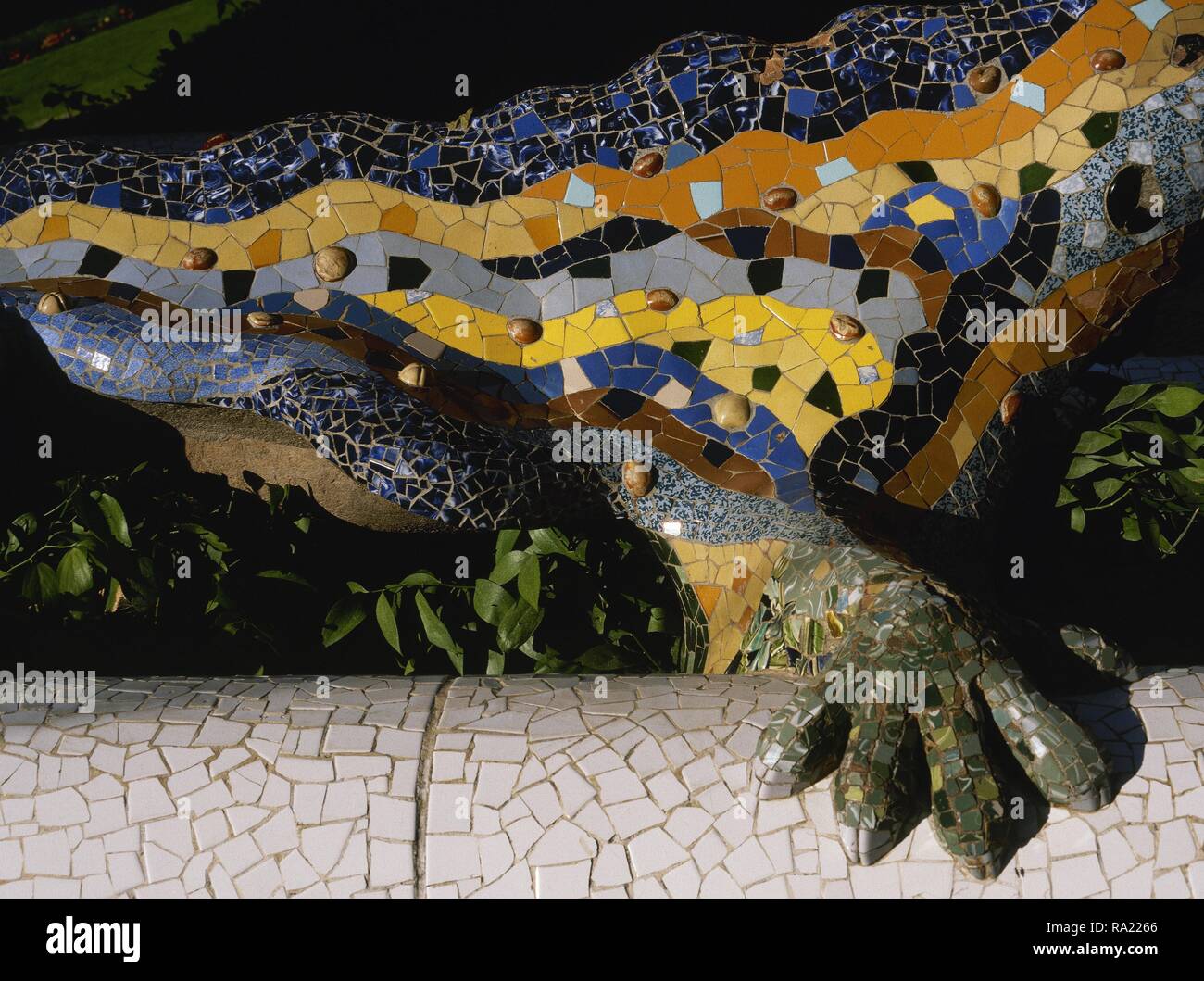 Park guell entrance ladder and dragon statue antoni gaudi hi-res stock ...