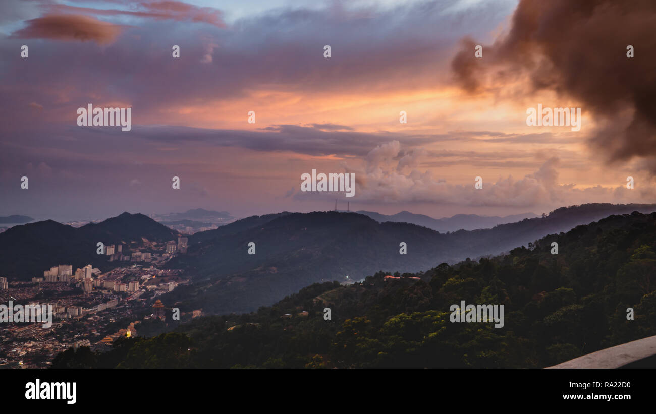 Sunset of Penang Island from Penang Hill Stock Photo - Alamy