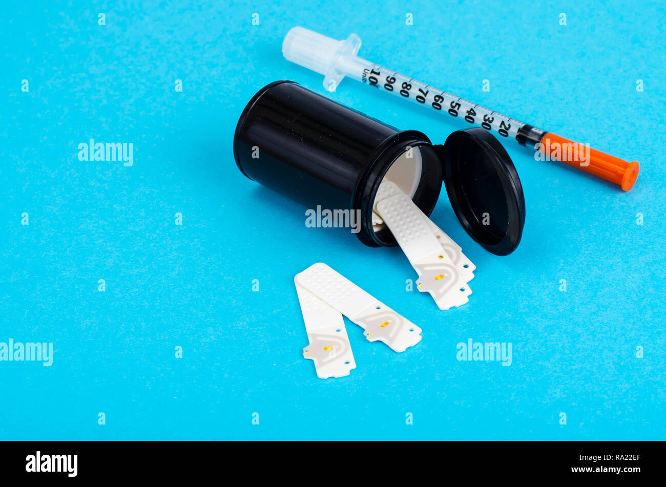 Blood test strips, diabetic control and diagnosis. Studio Photo Stock ...