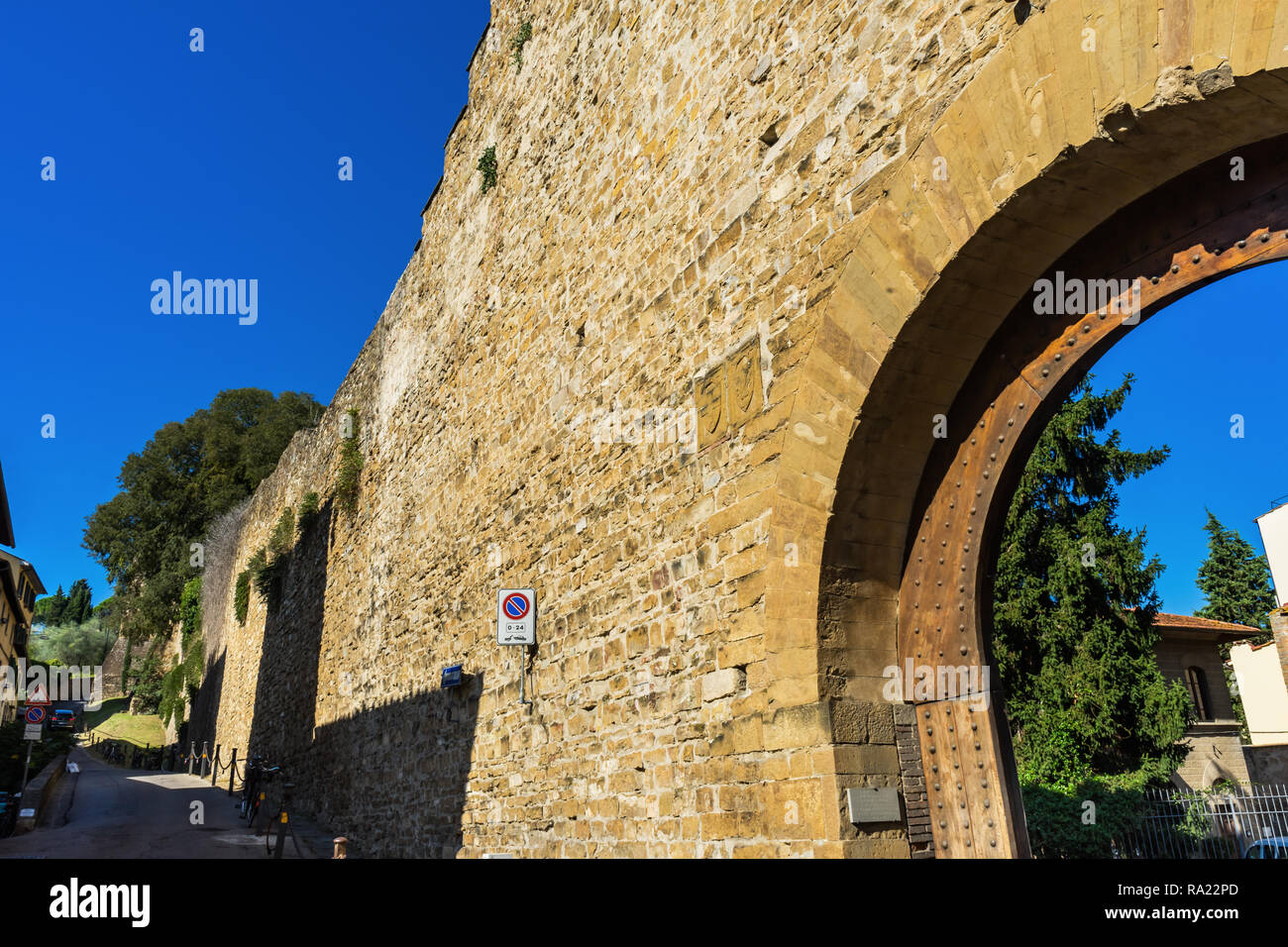 Entrance Gate Road Stone City Wall House Florence Tuscany Italy Stock ...