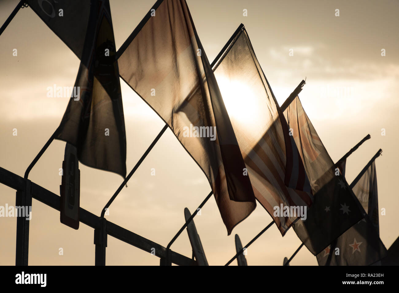 Rodeo flags in silhouette Stock Photo - Alamy
