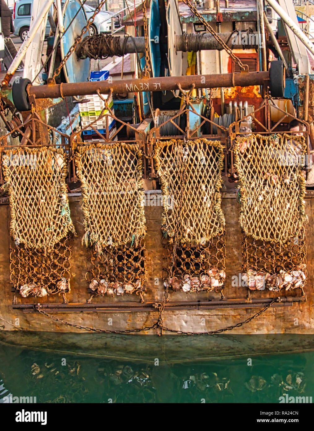 St vaast, Normandy, France - December circa, 2018. Desk of fishing ...
