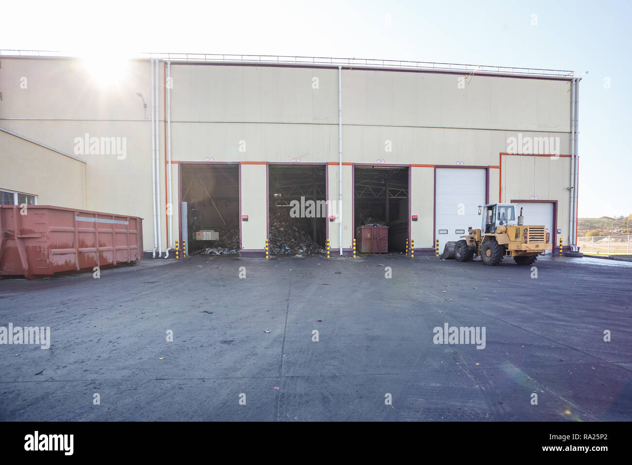 Modern waste recycling processing plant. Separate garbage collection ...