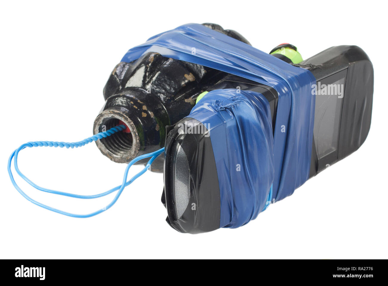 Improvised Explosive Device from hand grensde and cell phone isolated ...