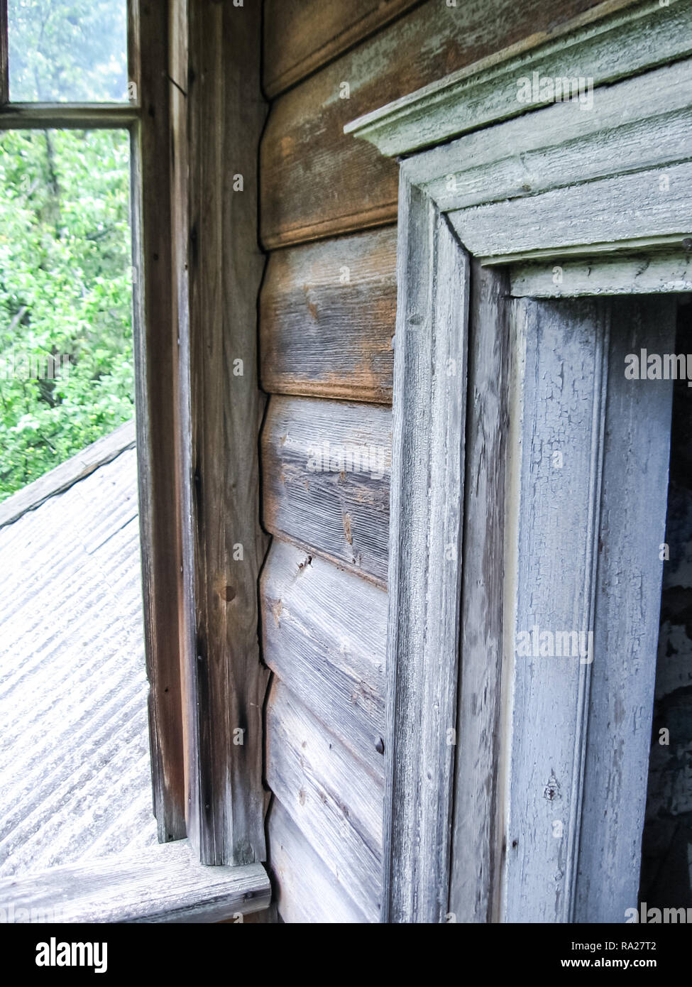 An old abandoned wooden house, Interior old Stock Photo - Alamy