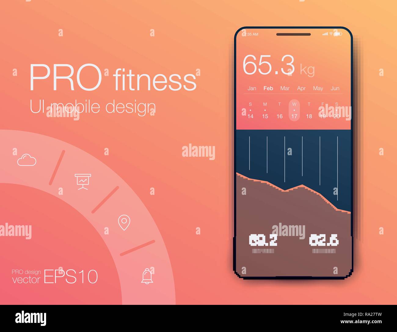 Fitness app. Ui ux design. UI design concept with web elements Stock ...