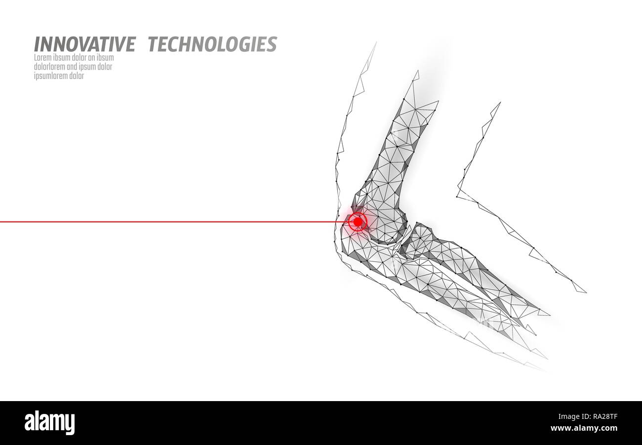 Human elbow joint 3d model vector illustration. Low poly design future ...