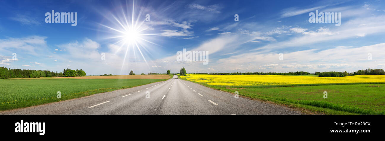Road sun wide curve hi-res stock photography and images - Alamy