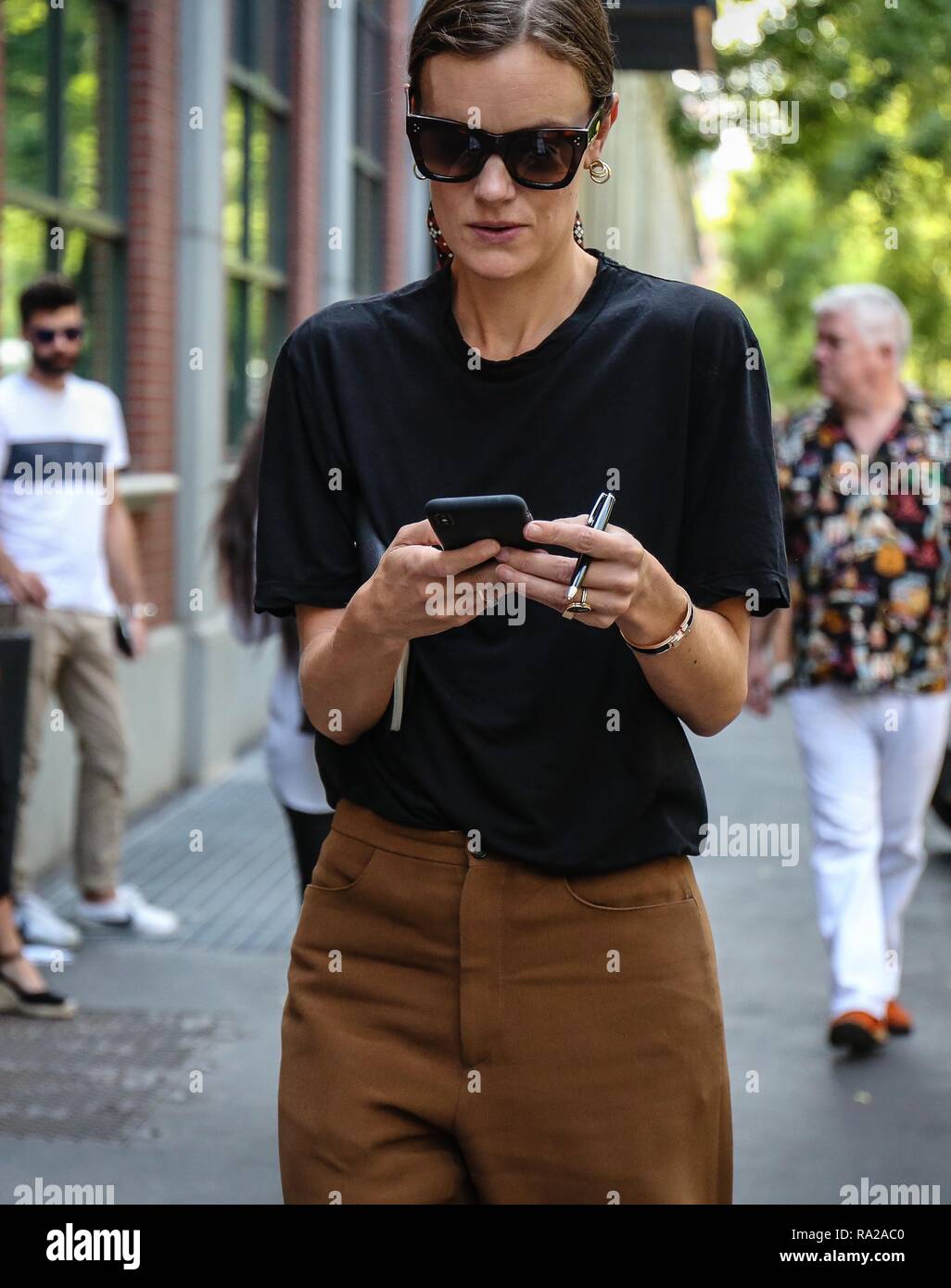 MILAN, Italy- September 20 2018: Jo Ellison on the street during the ...