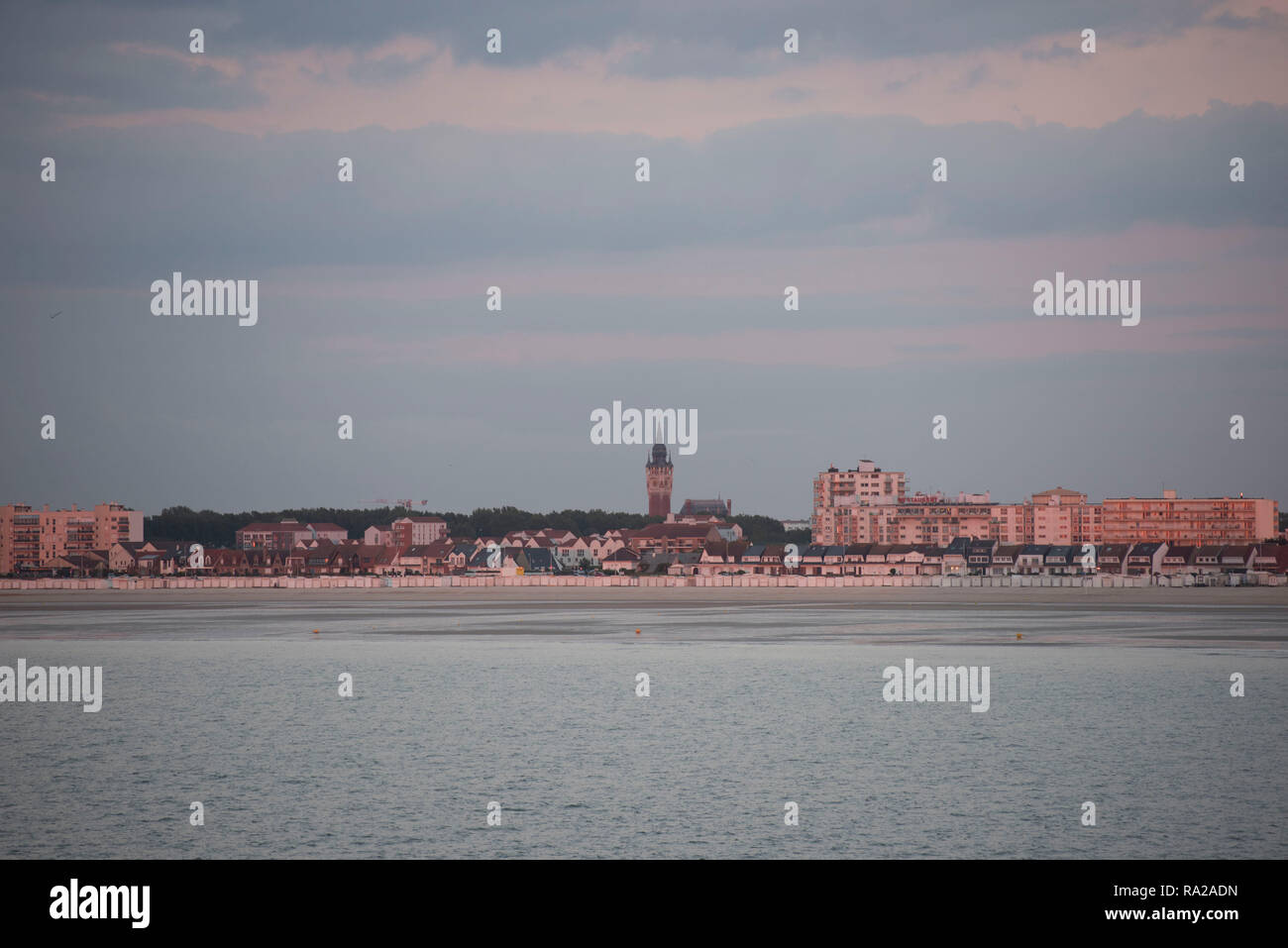 General view of the city Calais, France as seen from a departing ferry ...