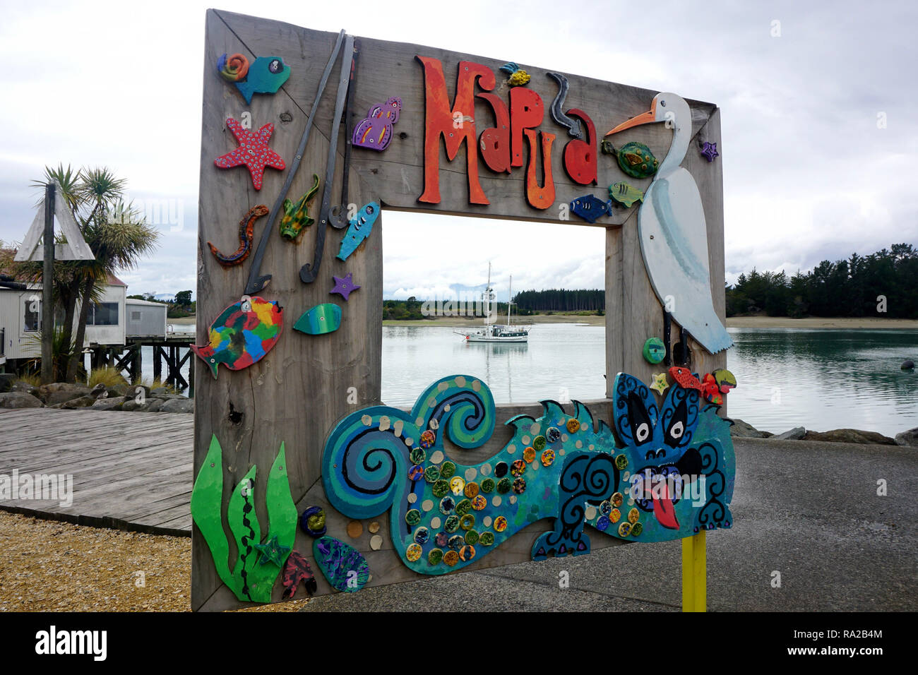 Creative Destination Sign decorated with Colorful Marine Life and ...