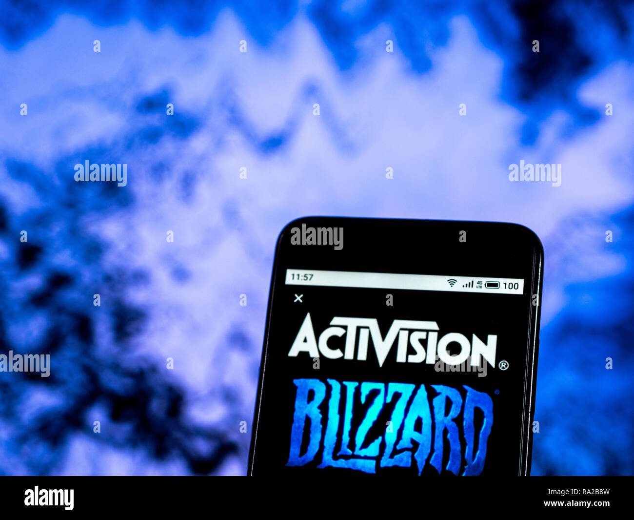 Activision Blizzard Video game company logo seen displayed on smart ...