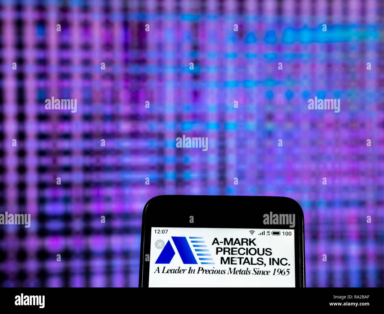 A-Mark Precious Metals Company logo seen displayed on smart phone Stock ...