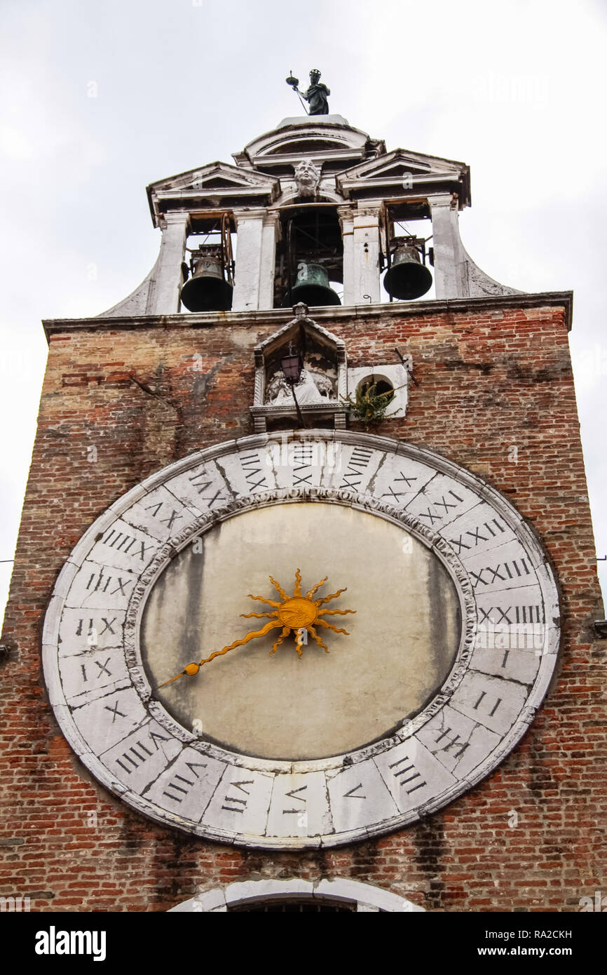 Venice, Italy - May 29, 2016: The clock on the castle tower. Venice in ...