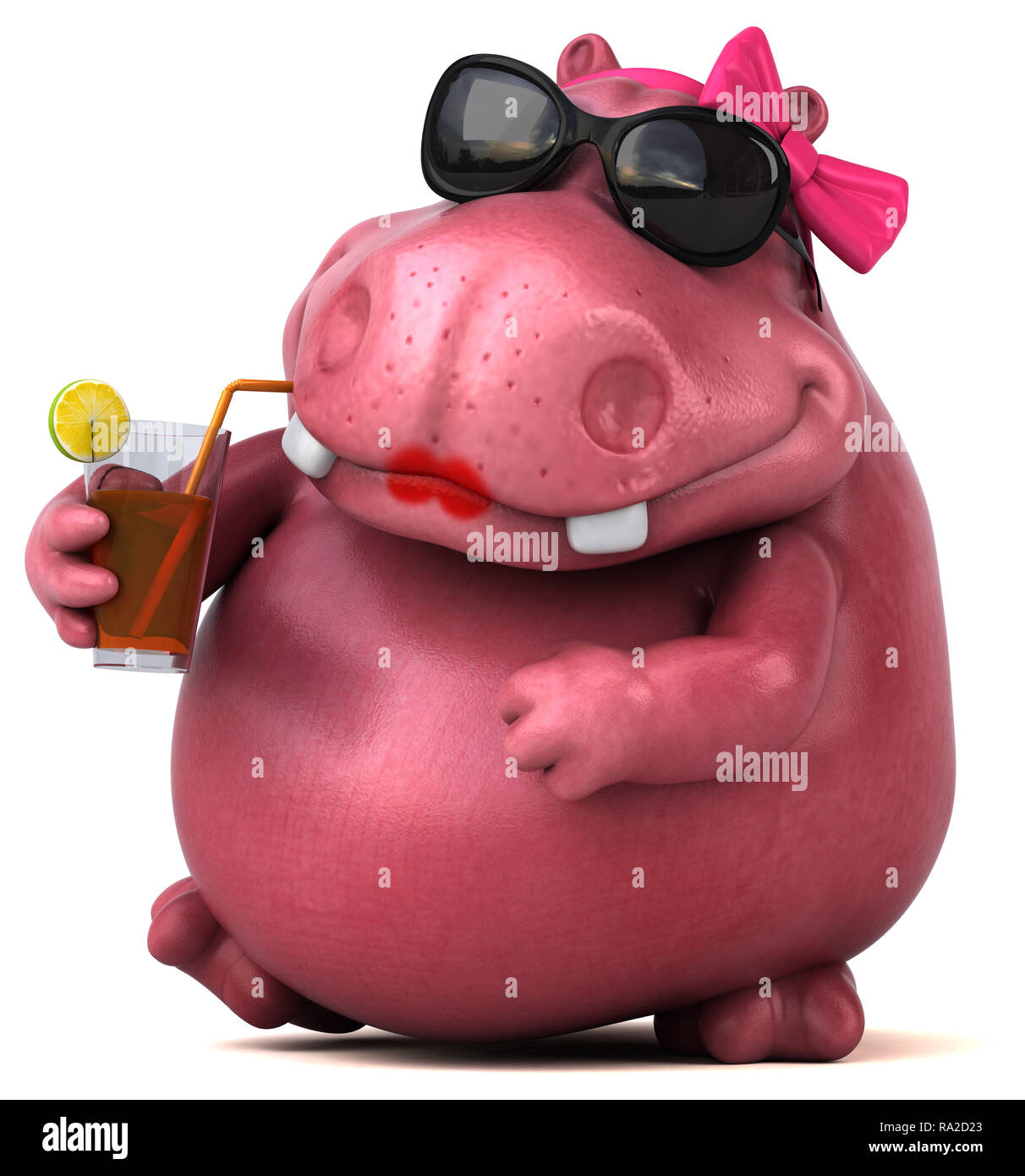 Pink Hippo - 3D Illustration Stock Photo - Alamy