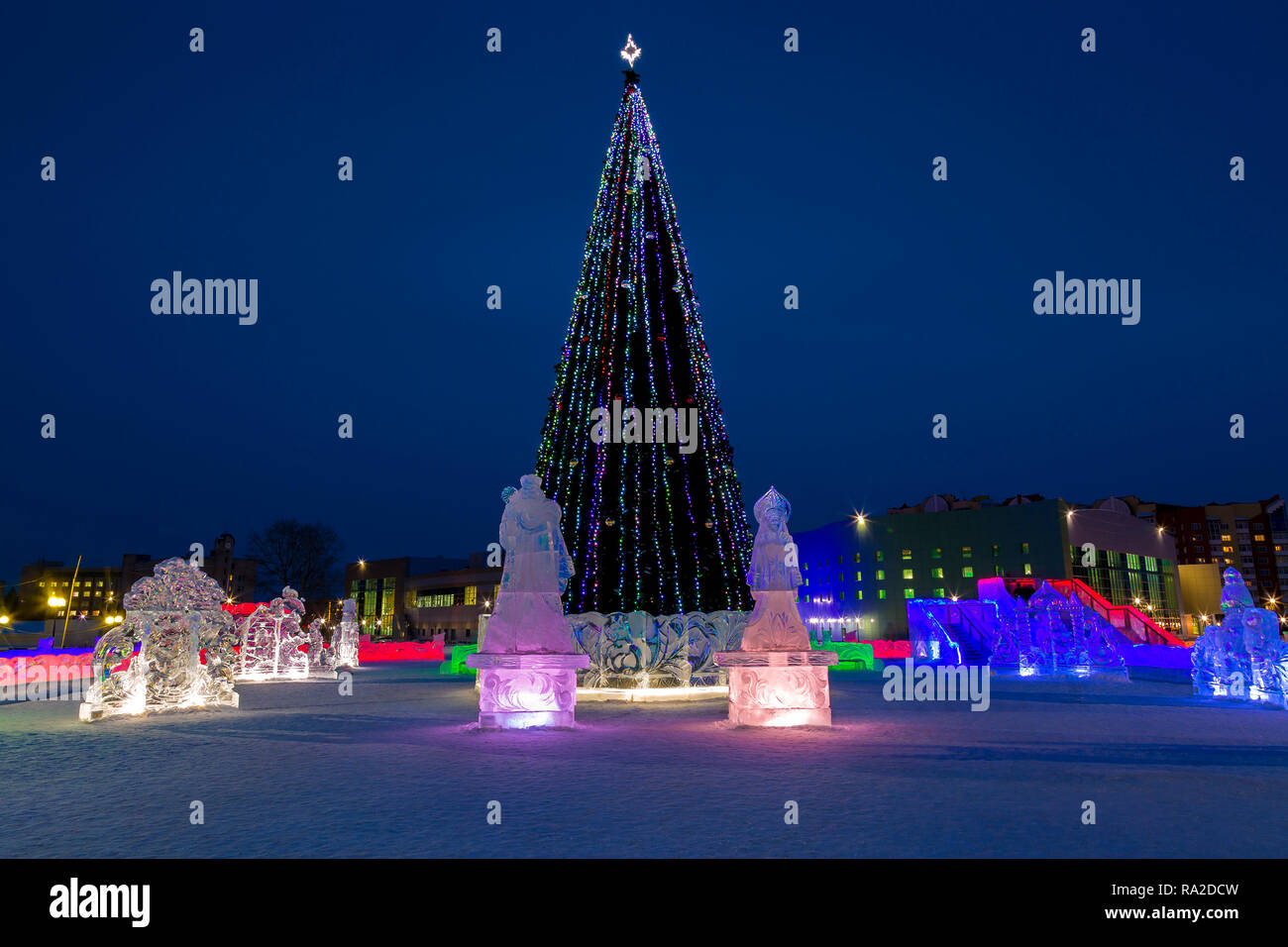 Ice town built for Christmas in the town square Stock Photo - Alamy