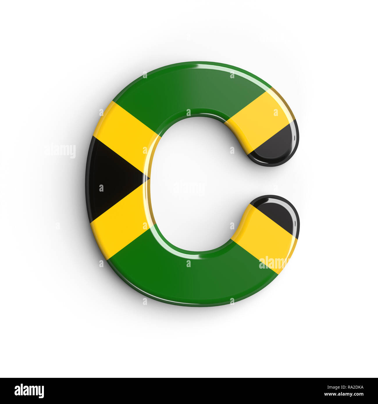 Jamaica letter C - large 3d Jamaican flag font isolated on white ...